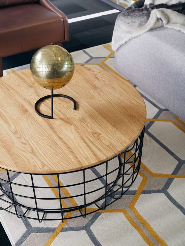 Paros Coffee Table with Natural Oak Top Black - Browse Hire Range ...