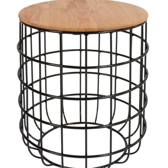 Side Paros Wire Table with Natural Oak Top Black - Browse Hire Range ...